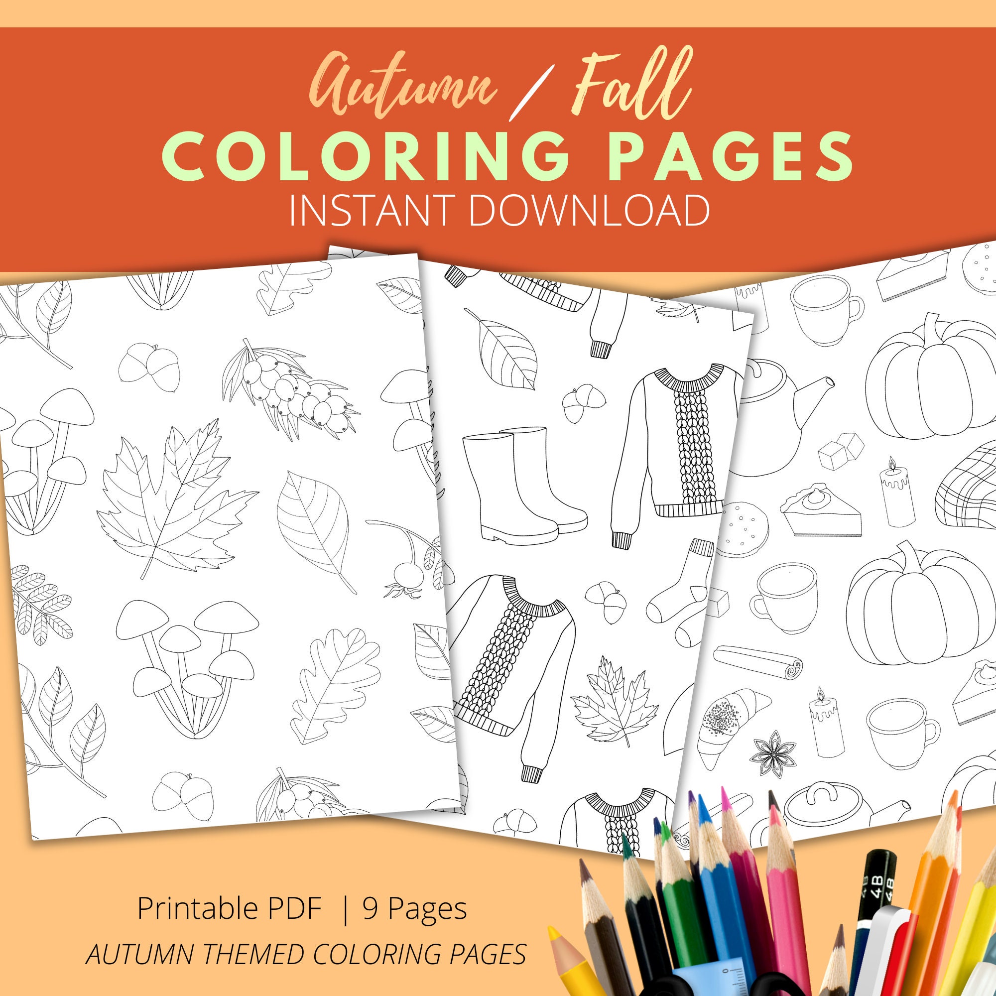 Autumn Fall Coloring Pages for Kids, Printable Coloring Sheets ...
