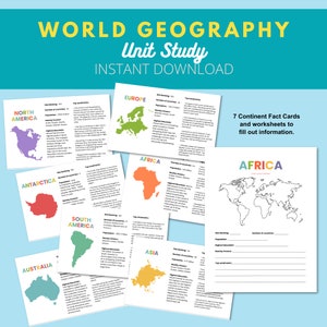 World Geography Unit Study, 7 Continents Study, Animals of the World ...