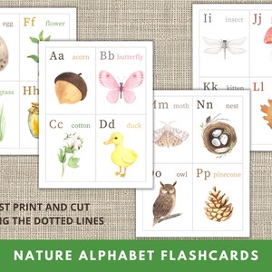 Alphabet Flashcards, Printable ABC Flashcards, Kids Nature Alphabet ...