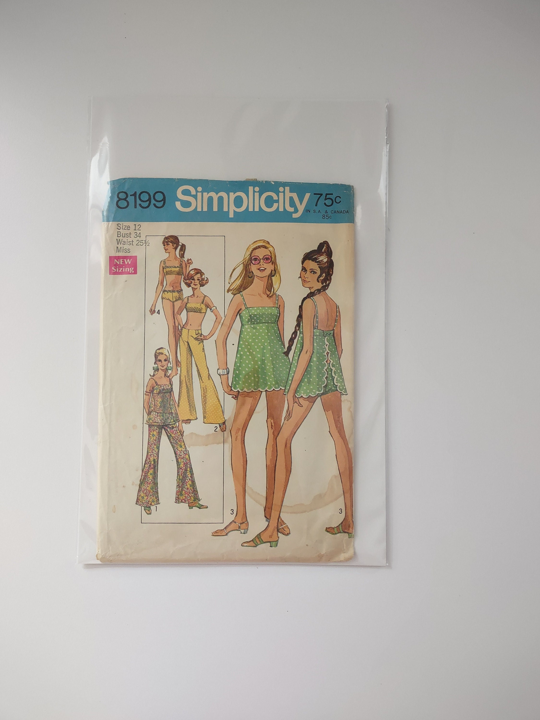 SIMPLICITY 8199 SEWING PATTERN Bathing Suit and Hip Hugger - Etsy