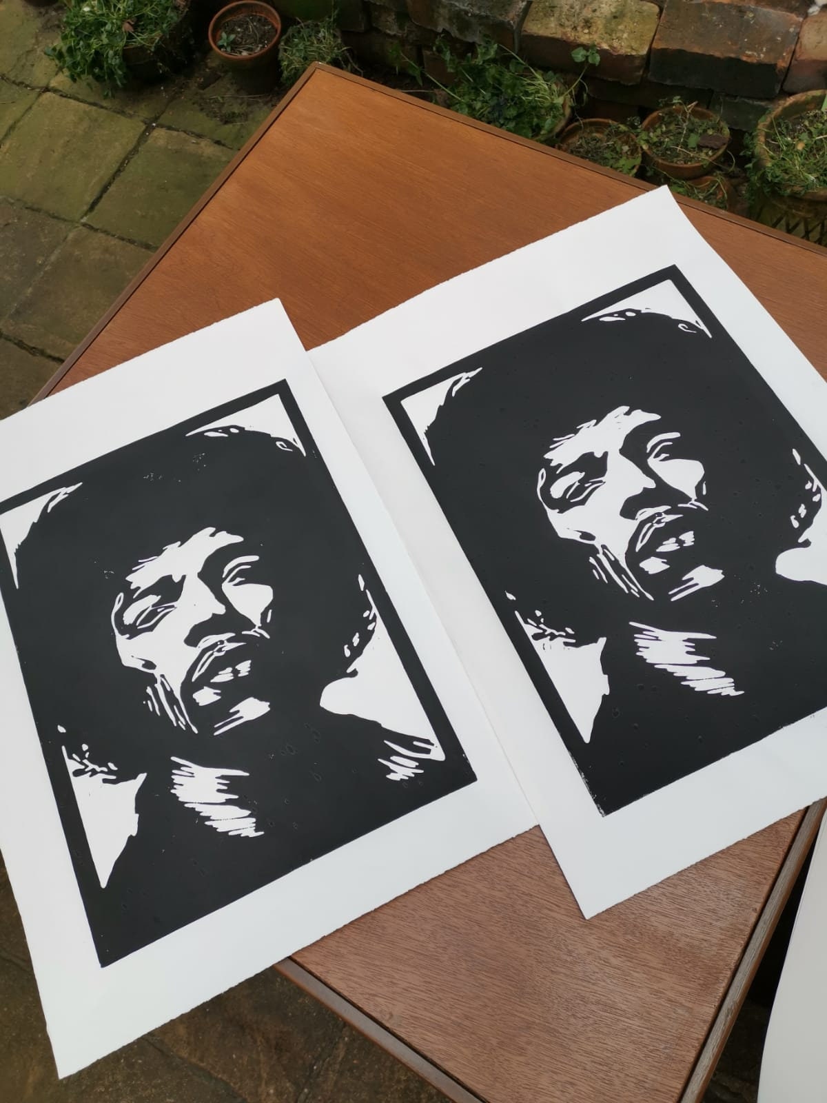 Jimi Hendrix Linocut Hand Drawn and Printed on Archival Quality Paper ...