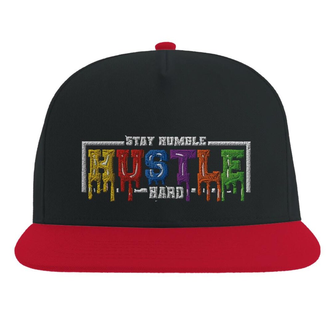 HUSTLE Stay Humble Hustle HARD Flat Bill Cap | Black/red - Etsy
