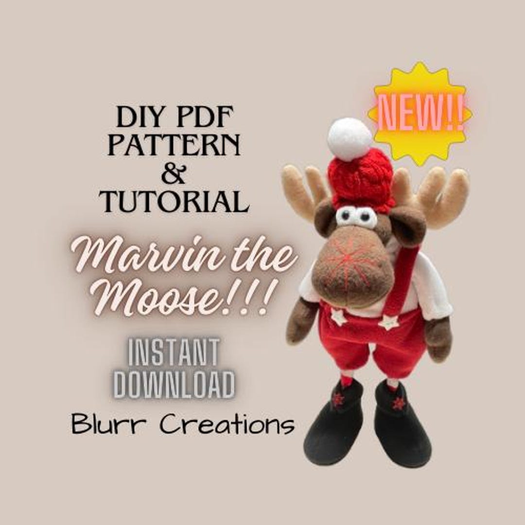 Christmas Moose Sewing Pattern PDF | DIY Holiday Moose Decoration ...