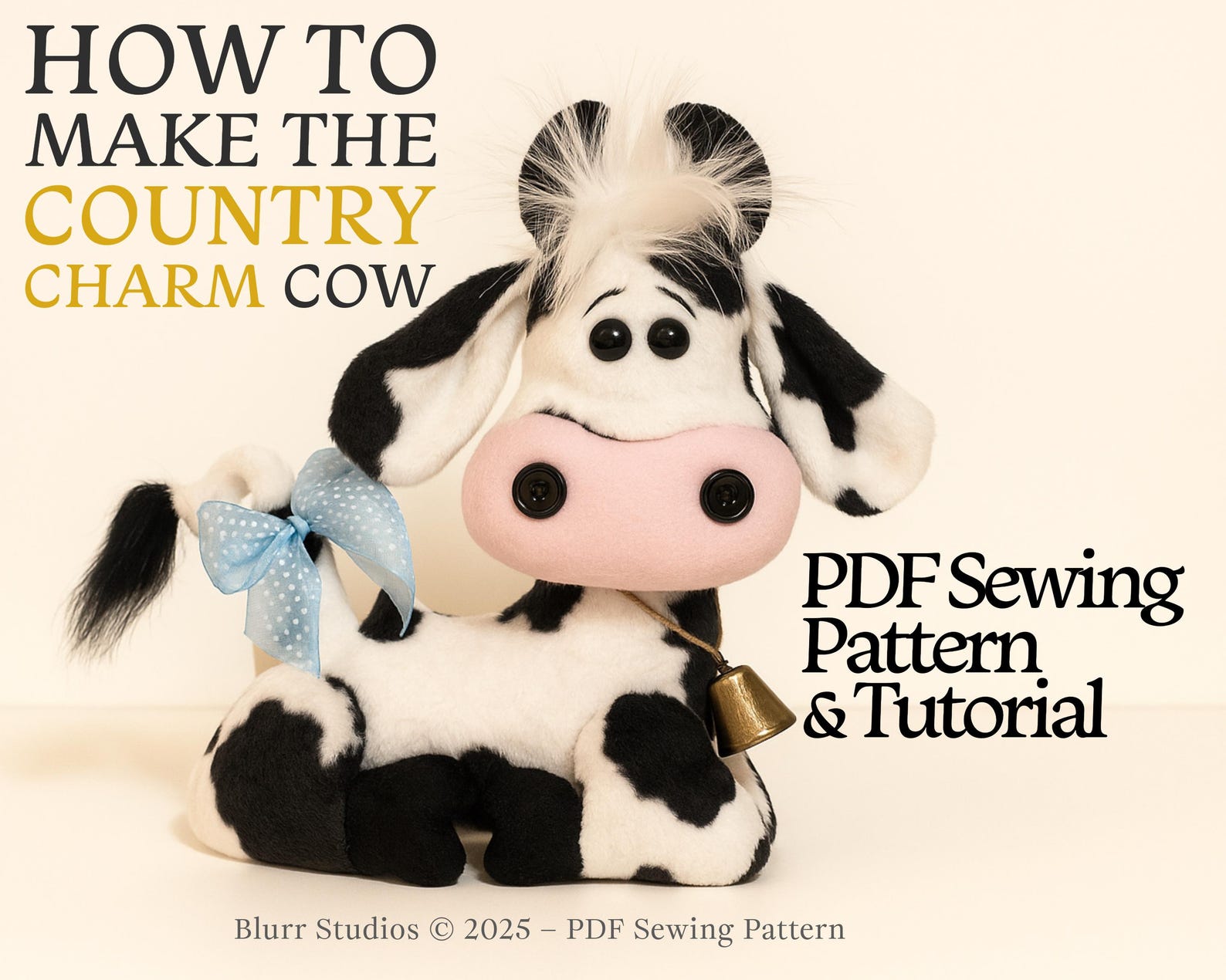 Cow Sewing Pattern PDF: DIY Farmhouse Plush With Video Tutorial - Etsy