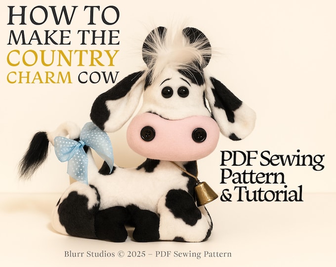 Cow Pattern. Cleo the Cow Stuffed Cow Pattern PDF Cow Sewing Pattern ...