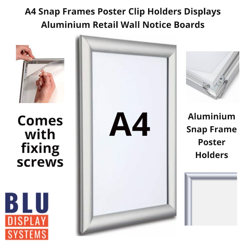 A4 Silver Snap Click Frame Poster Display Sign Message Holders - Etsy