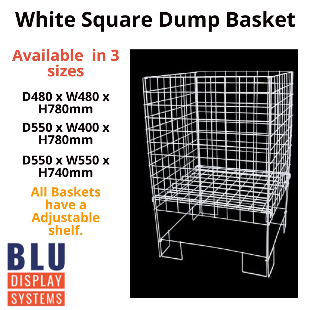 New White Square, Dump Bin Wire Basket Shop Display Shopfittings ...