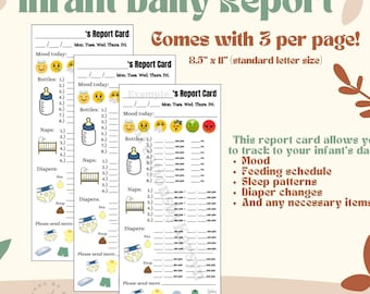 Printable | Daycare Infant 6+months Report Card | Daily Baby Log - Etsy