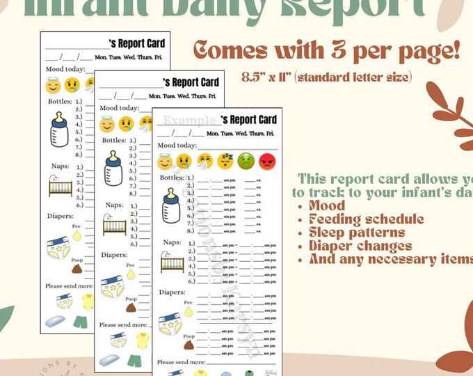 Daycare Daily Report, Fillable Daily Report for Daycare, Daycare ...