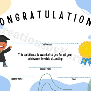 Printable | Daycare Graduation Certificate - Etsy