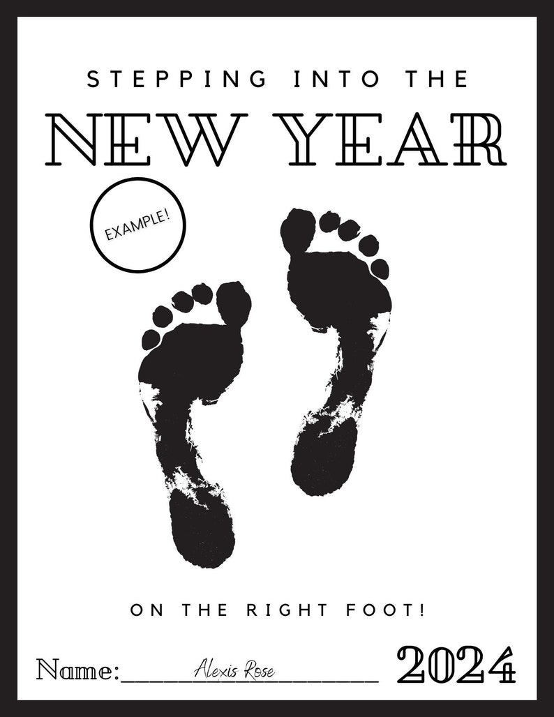 Printable | New Years Footprint Template | Kid Handprint Crafts - Etsy