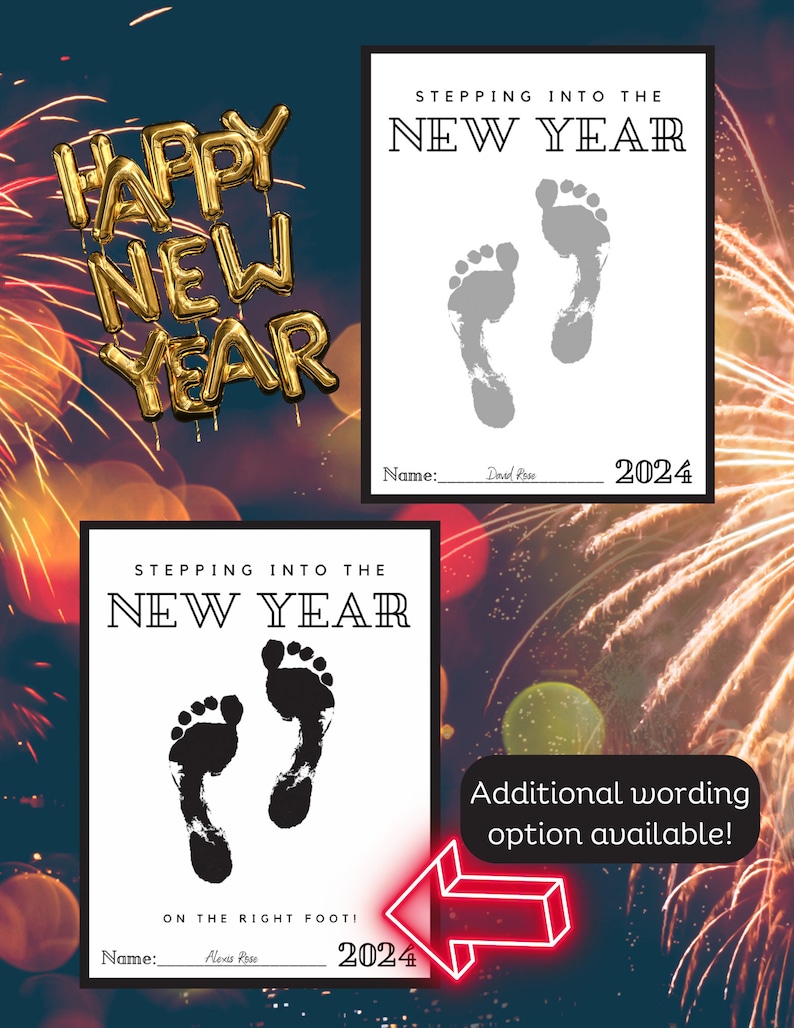 Printable | New Years Footprint Template | Kid Handprint Crafts - Etsy