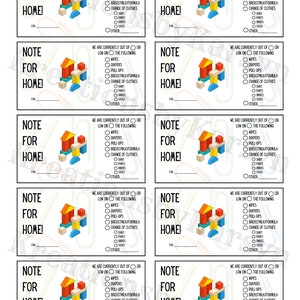 Printable | Daycare Essentials Reminder Note | Instant Download - Etsy