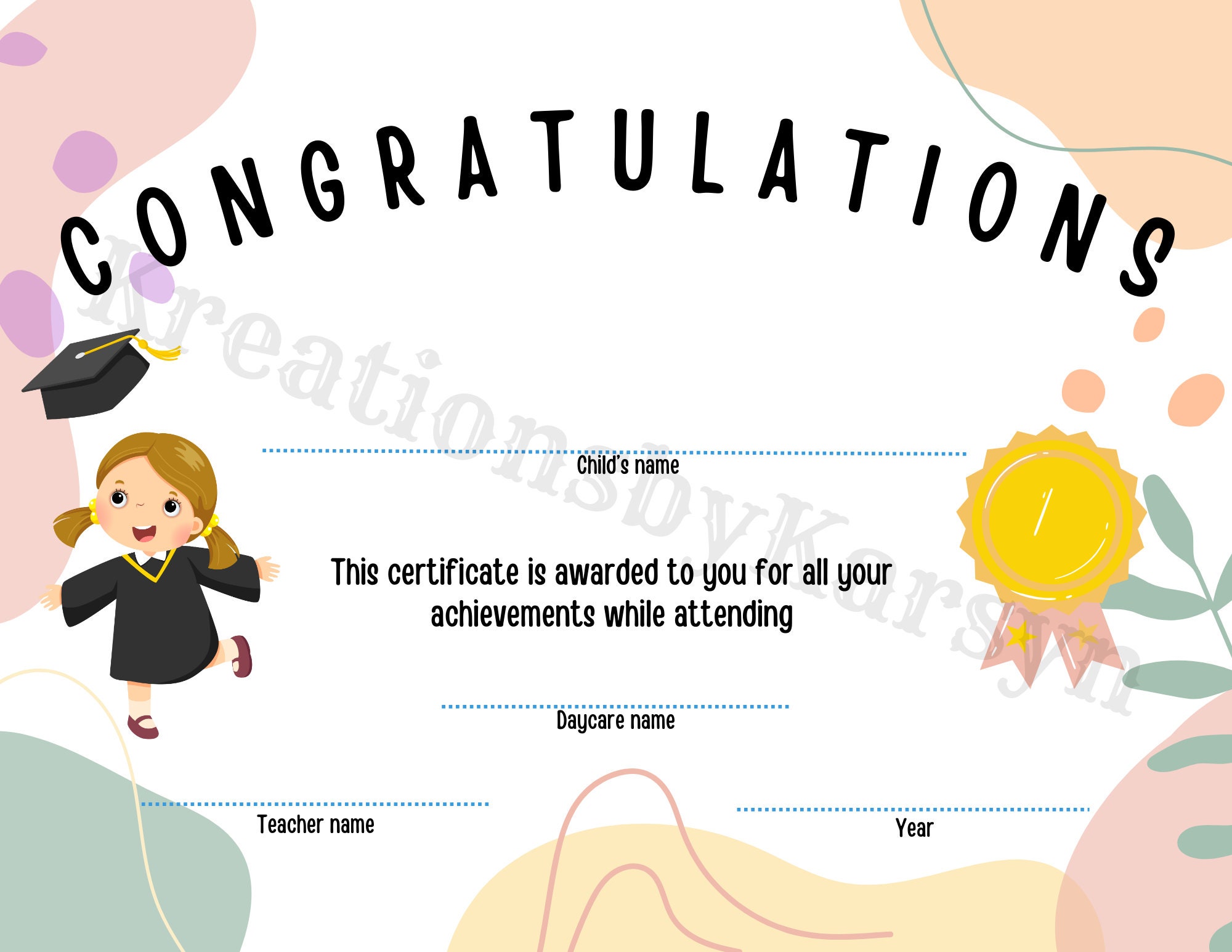 Printable | Daycare Graduation Certificate - Etsy