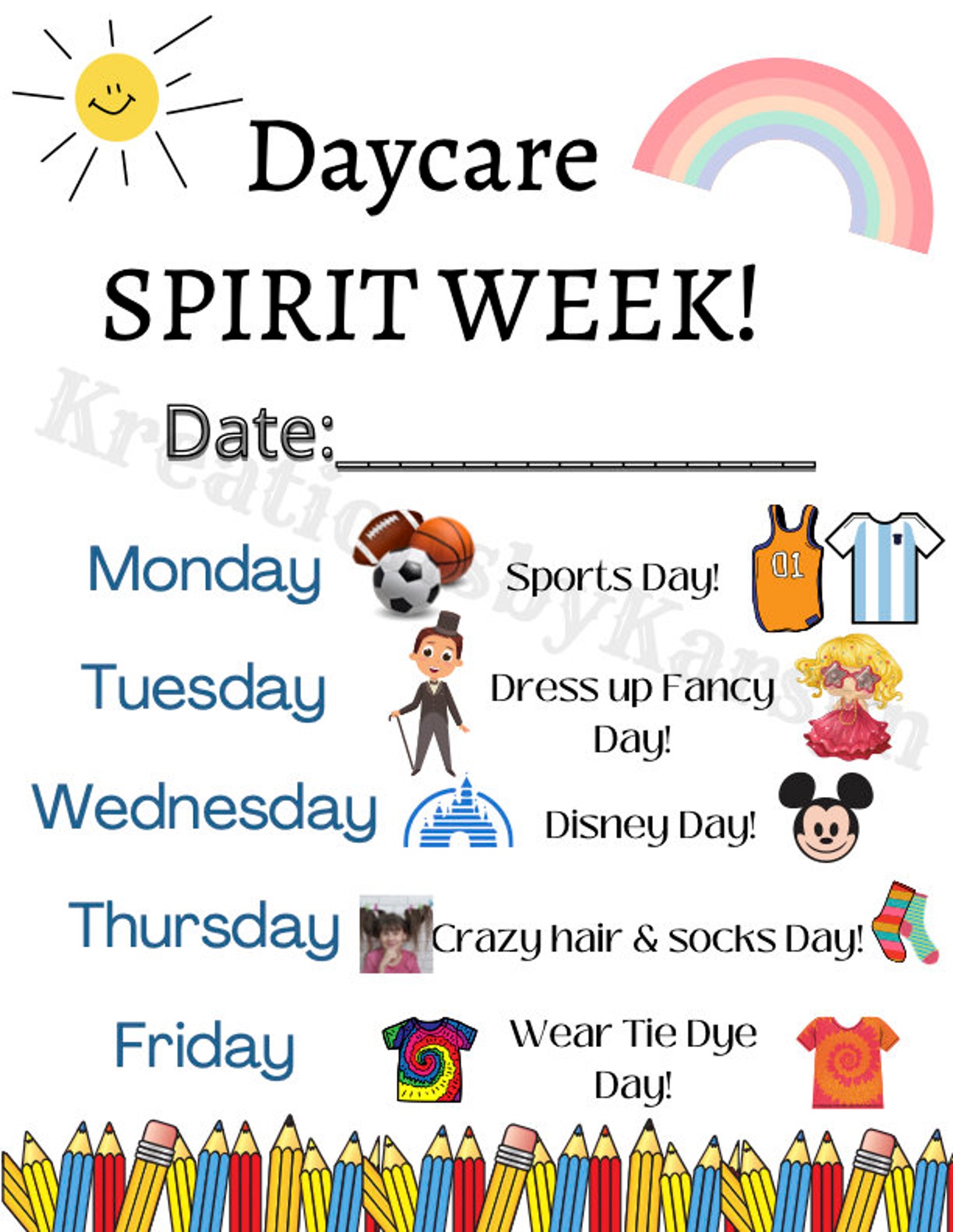 Printable | Daycare Spirit Week Flyer - Etsy