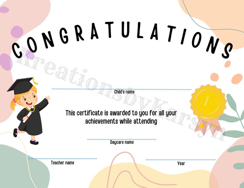 Printable | Daycare Graduation Certificate - Etsy