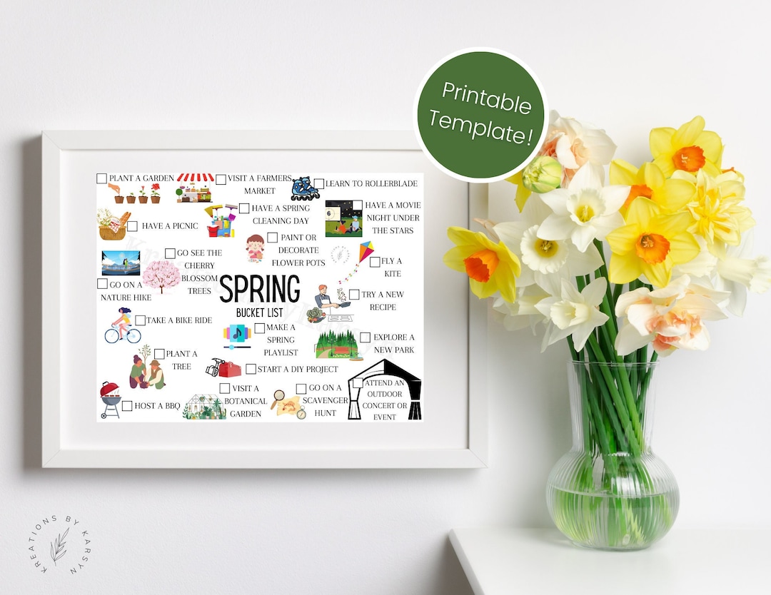 Printable | Spring Bucket List | Fun Springtime Activities - Etsy