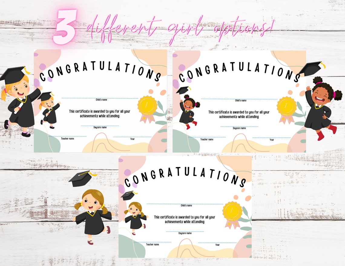 Printable | Daycare Graduation Certificate - Etsy