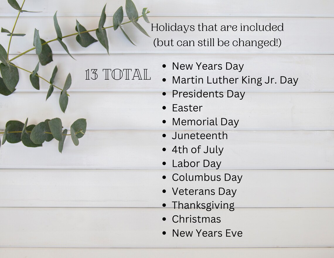 Editable Printable 2024 Daycare Closure Calendar - Etsy Canada