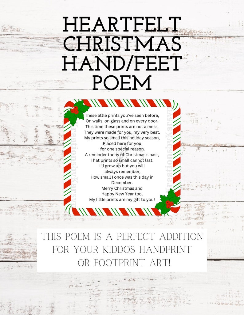 Printable | Heartfelt Christmas Feet Poem | Gift for Grandparents ...