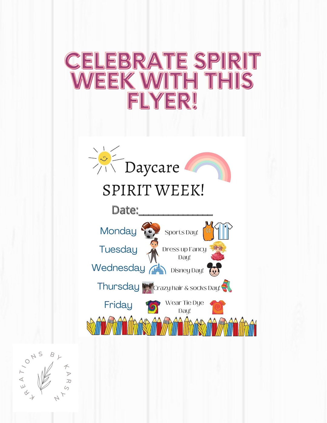 Printable | Daycare Spirit Week Flyer - Etsy