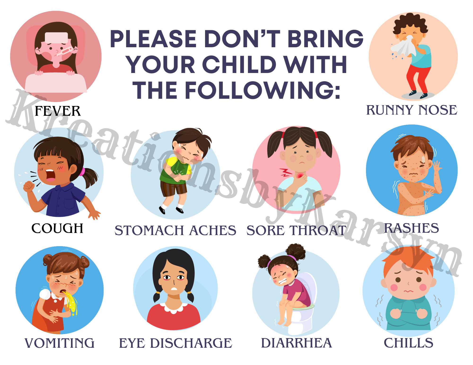 Printable | Daycare Sickness Flyer - Etsy