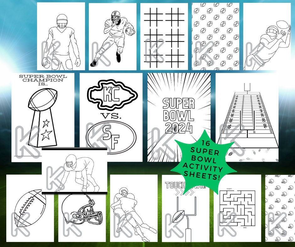 Super Bowl Activity and Coloring Sheets - Etsy