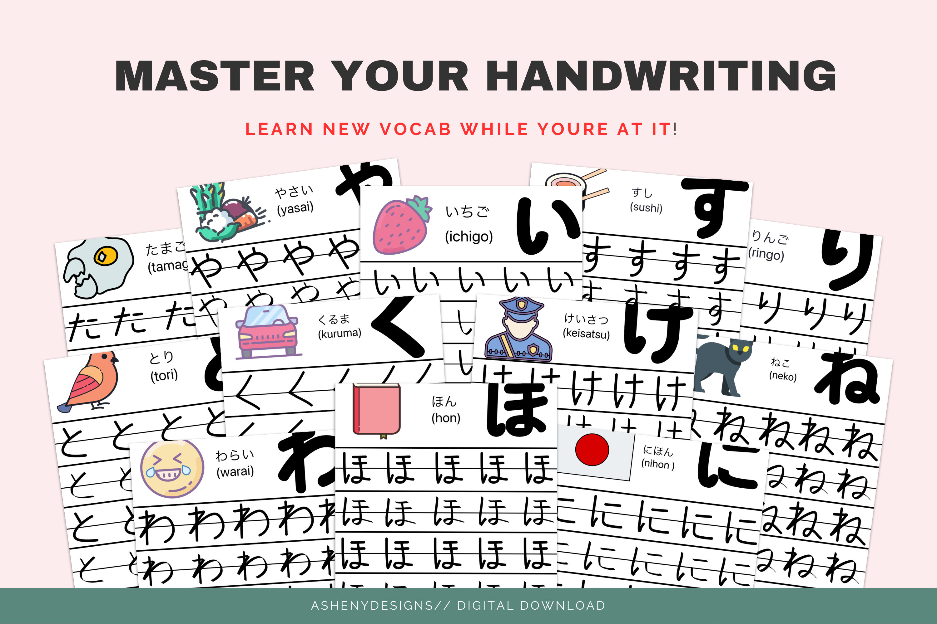 Japanese Alphabet Workbook, Japanese Learning Workbook, Hiragana ...