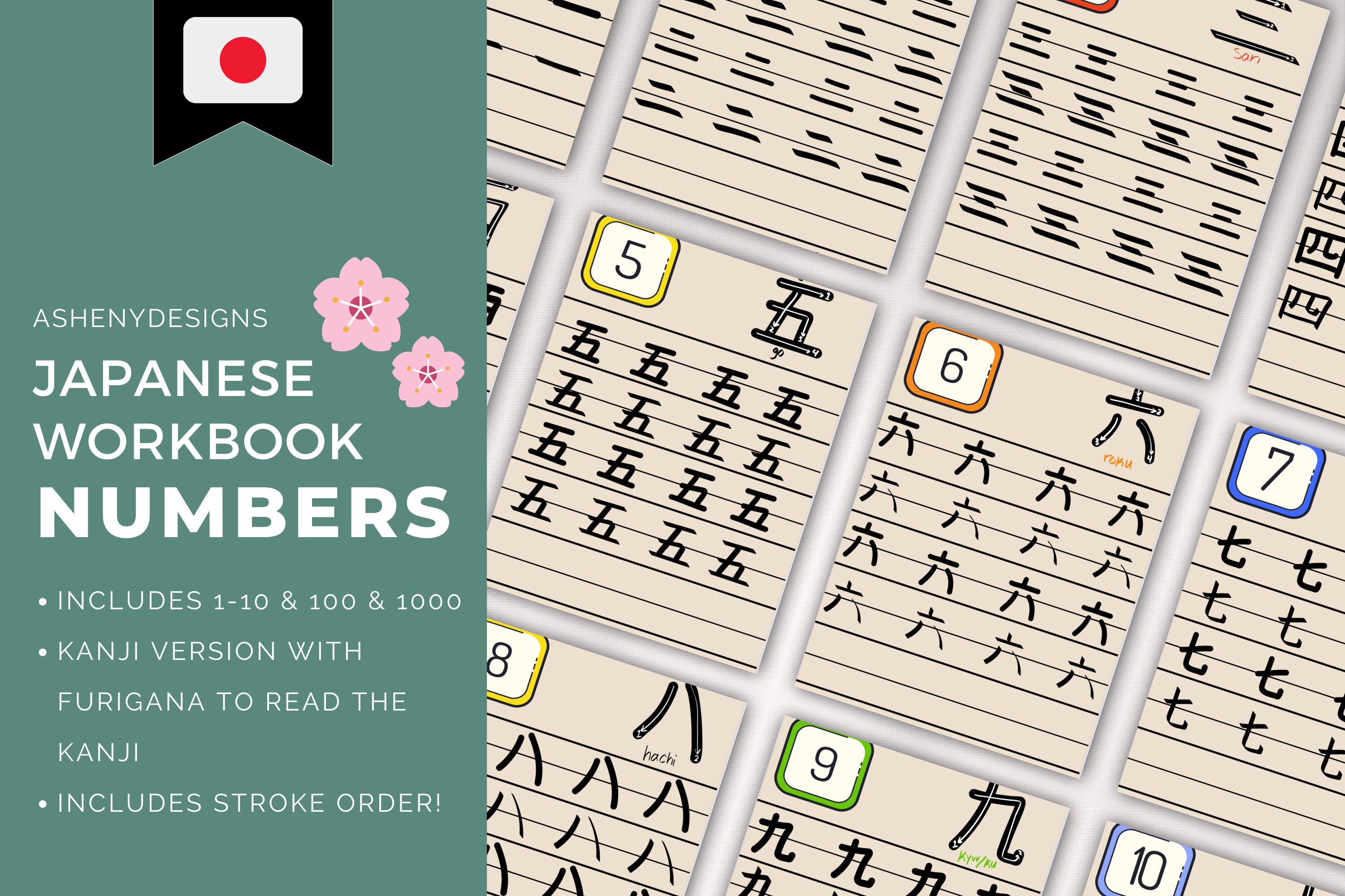 Japanese Numbers Workbook Japanese Language Workbook Learn - Etsy
