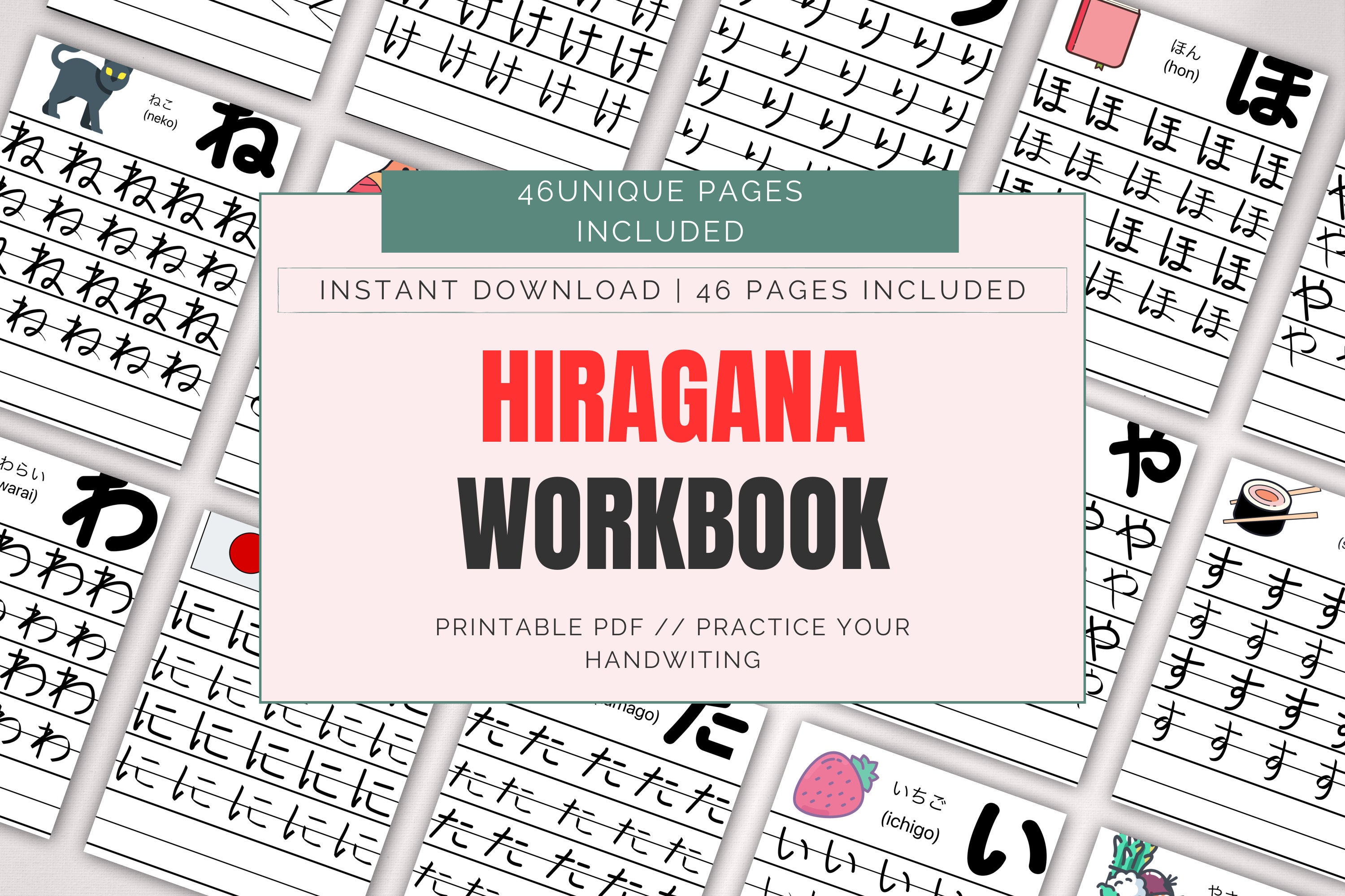 Japanese Alphabet Workbook Japanese Learning Workbook - Etsy
