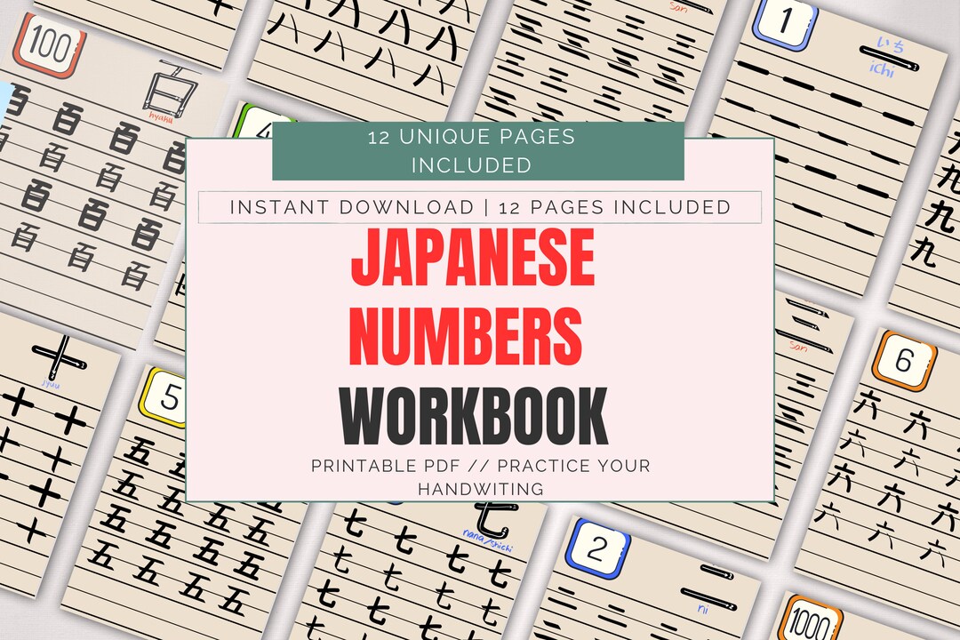 Japanese Numbers Workbook Japanese Language Workbook Learn - Etsy