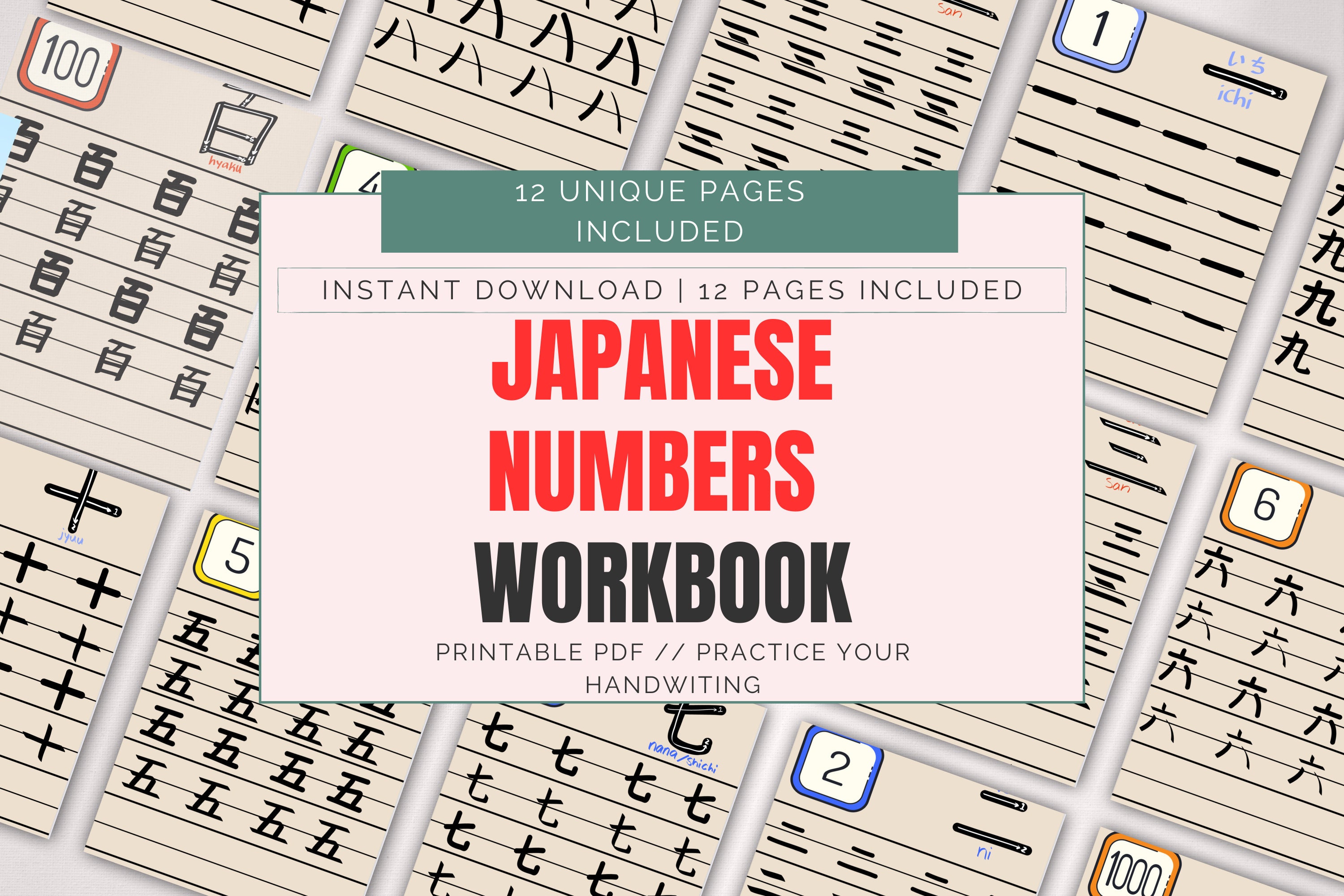 Japanese Numbers Workbook Japanese Language Workbook Learn - Etsy