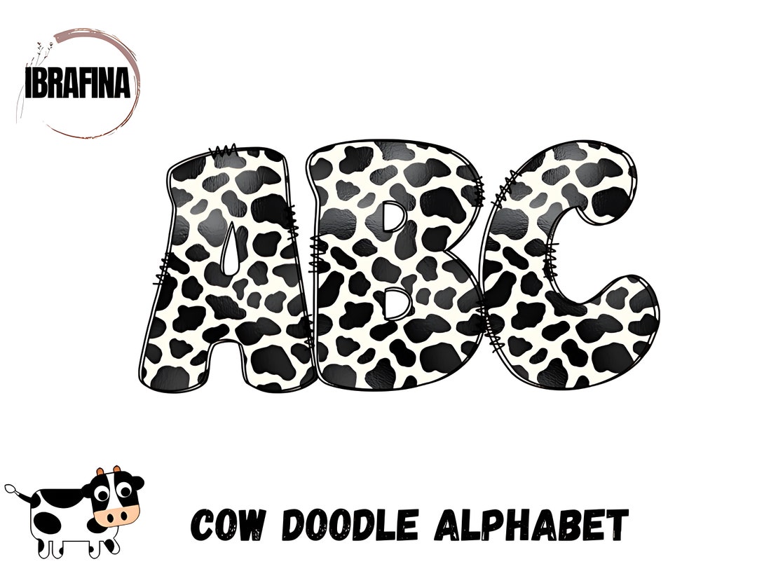 Cow Print Doodle Letters Font Graphicnumber Set Pnghand - Etsy