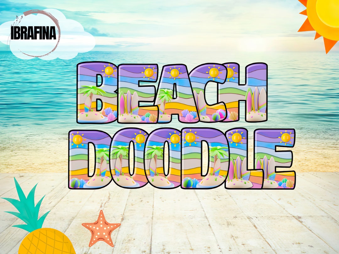 3d Beach Letters Alphabet Font Pngsummer Letters Doodle - Etsy