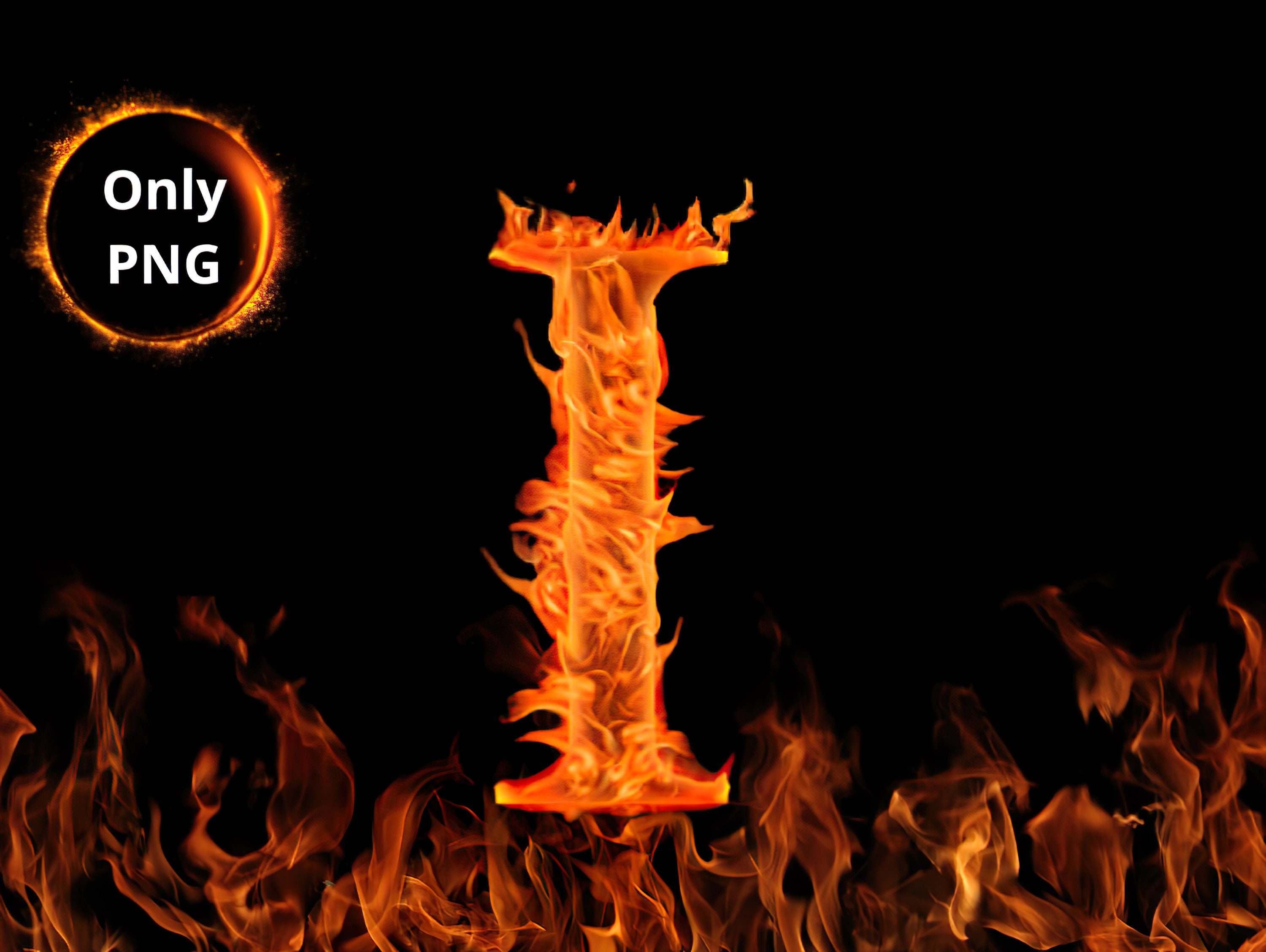 Fire letter i pngfire clip art handmade fontburn book - Etsy España