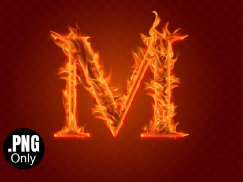 Fire Letter M Pngfire Clip Arthandmade Fontburn Book - Etsy
