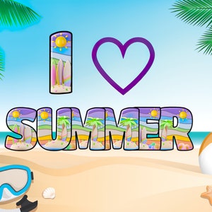 3d Beach Letters Alphabet Font Pngsummer Letters Doodle - Etsy