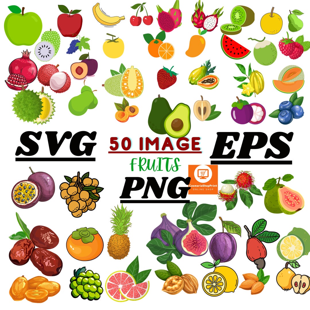 Fruit Clipart Art Set,png.svg.eps сlipart. Vector Fruits Graphic. Food ...