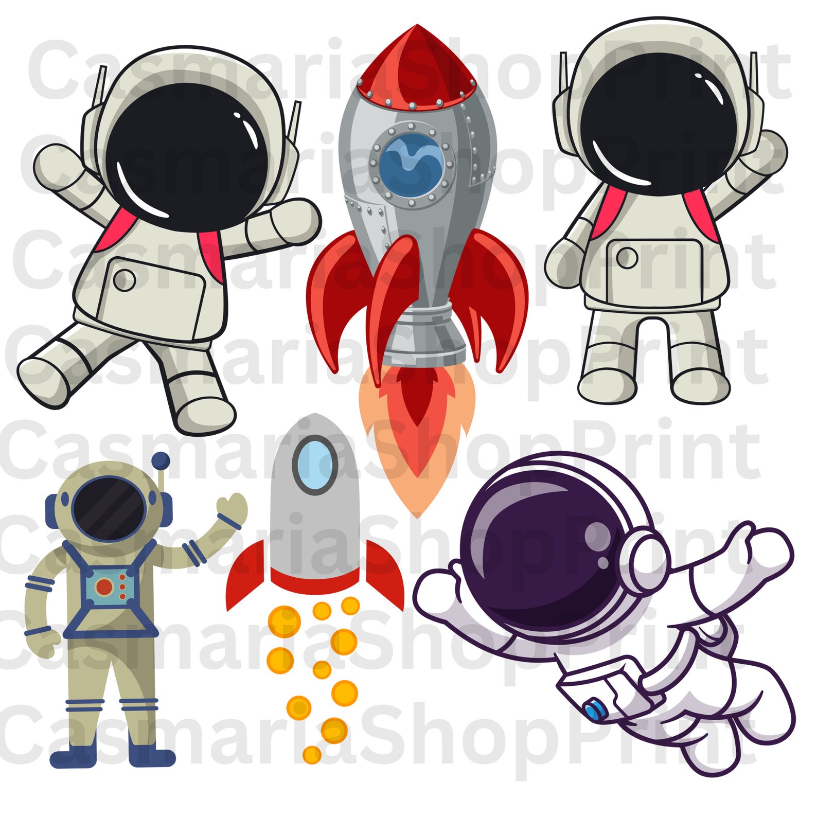 Outer Space Rockets PNG SVG Clipart Set,spaceship.planets Png/svg ...