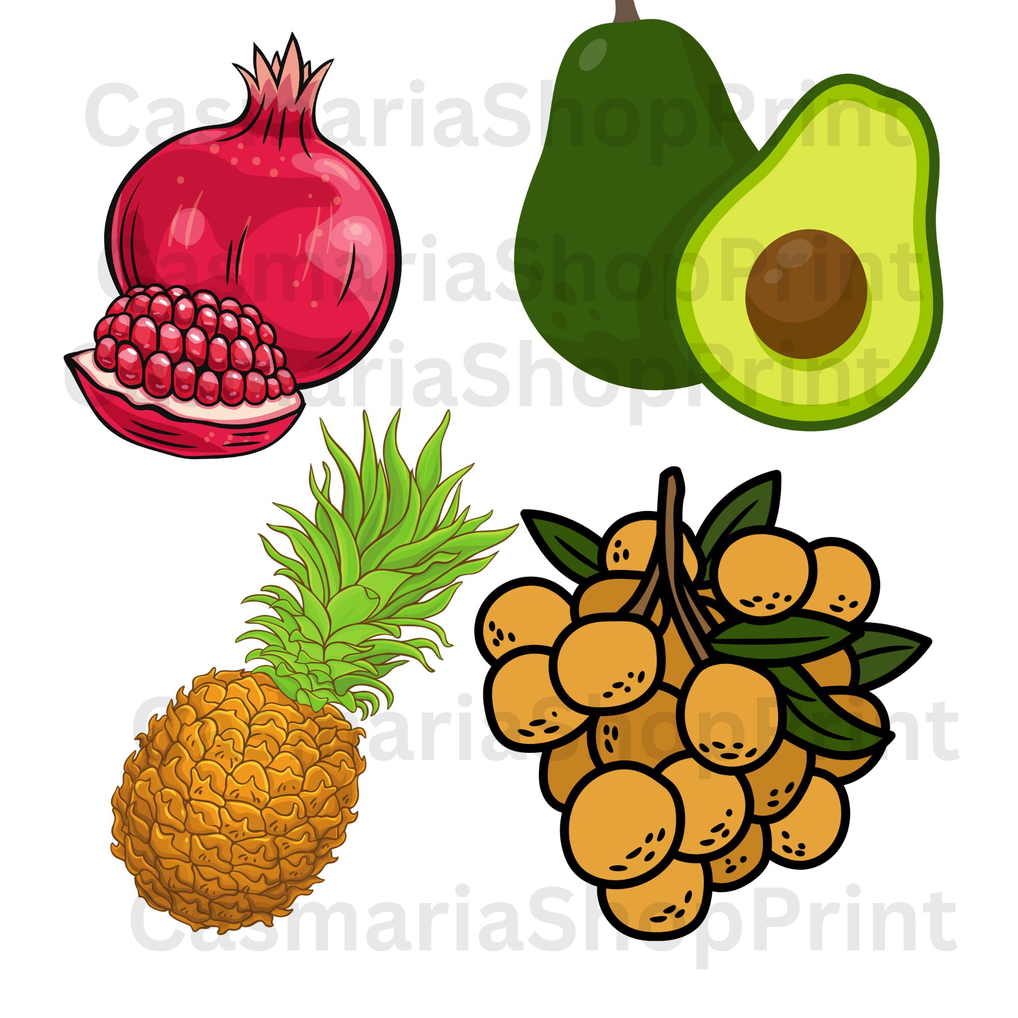 Fruit Clipart Art Set,png.svg.eps сlipart. Vector Fruits Graphic. Food ...