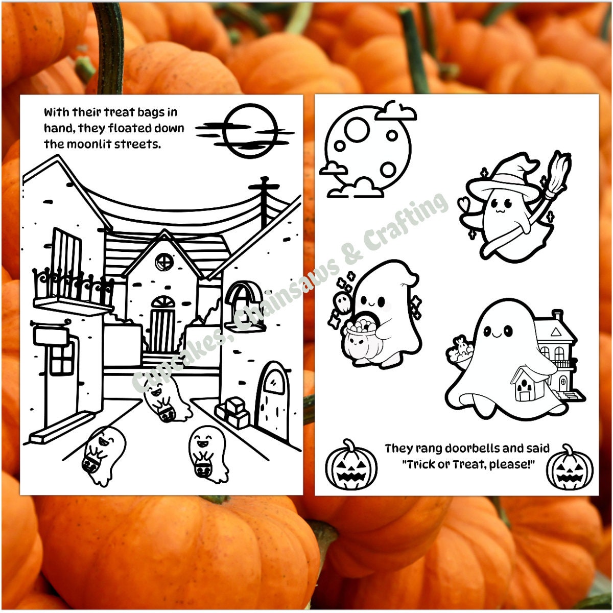 Fun, Non-scary, Cute Halloween Coloring Pages With Story for Children ...