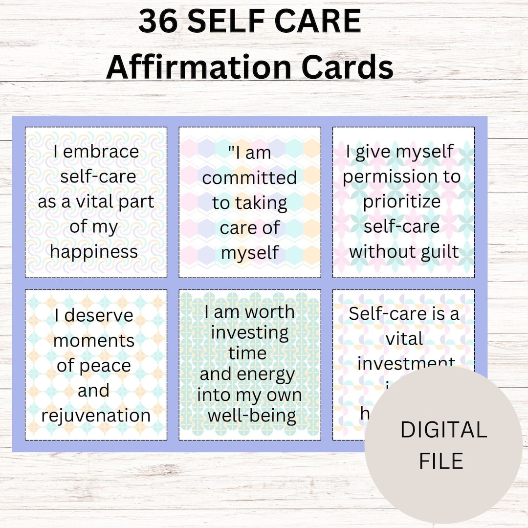 36 Affirmation Cards Digital Download, ,self Care, Mindfulness ,self ...