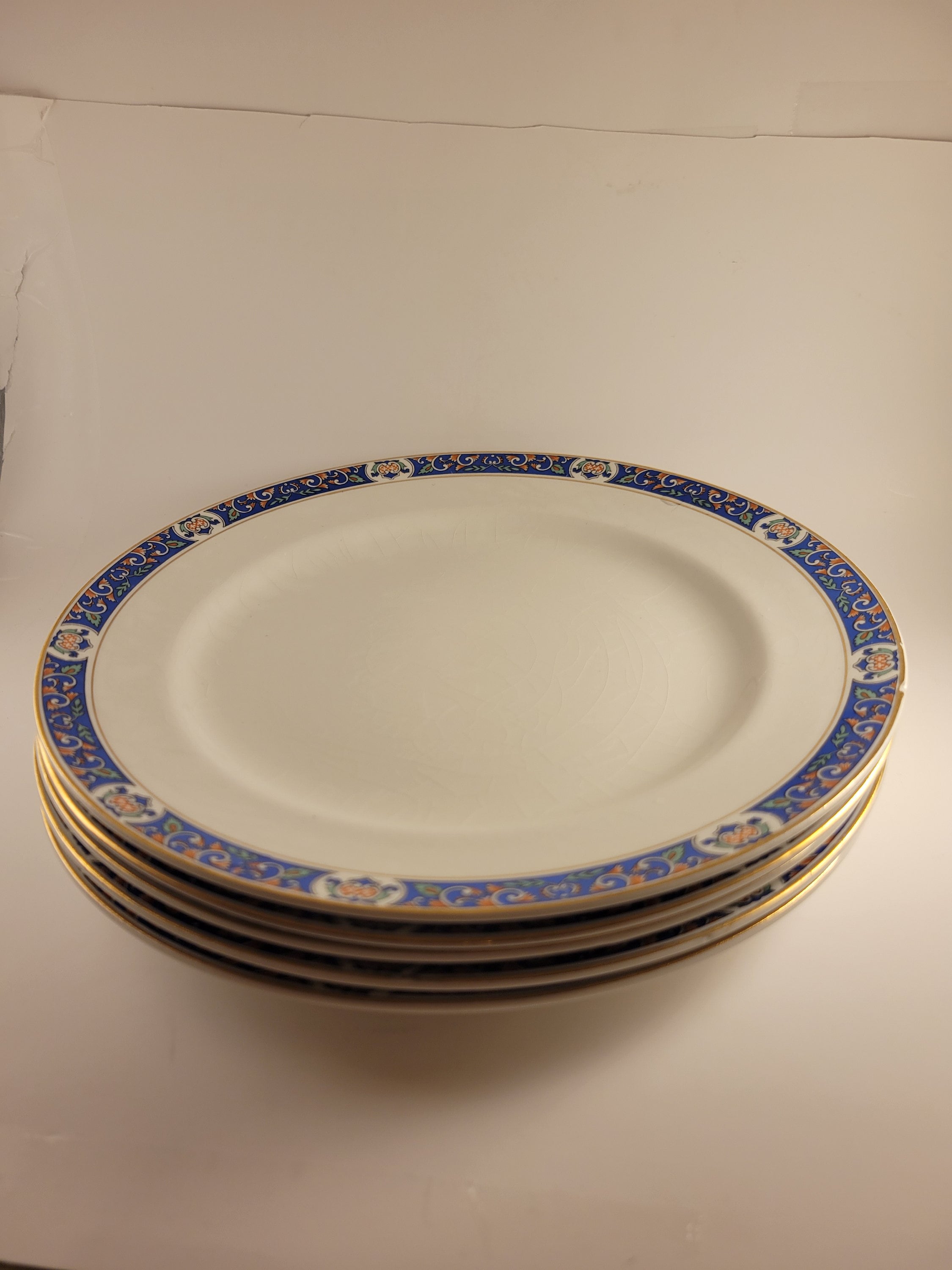 Antique Blue and Gold Floral Plate Set by John Haddock & Sons (1896 ...