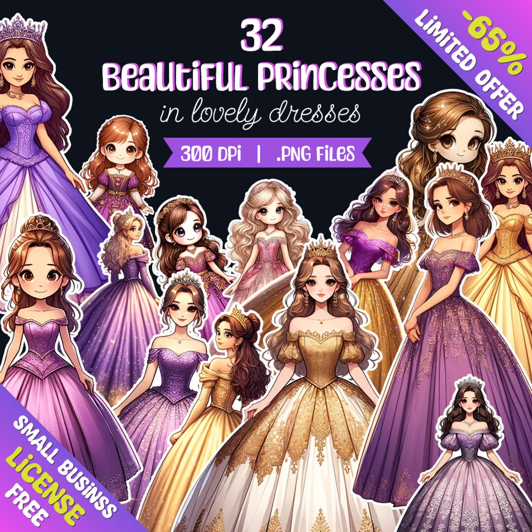 32 Cute Princess Stickers Pack - Print and Cut | Stickers, DIY Crafts ...
