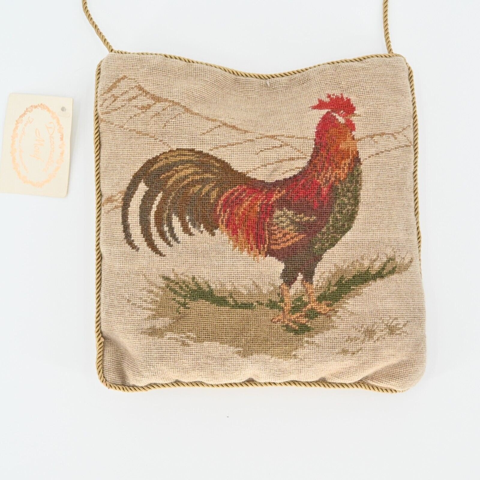 Vintage 90s Deadstock Rooster Tapestry Crossbody Bag Tan Red Magnetic ...