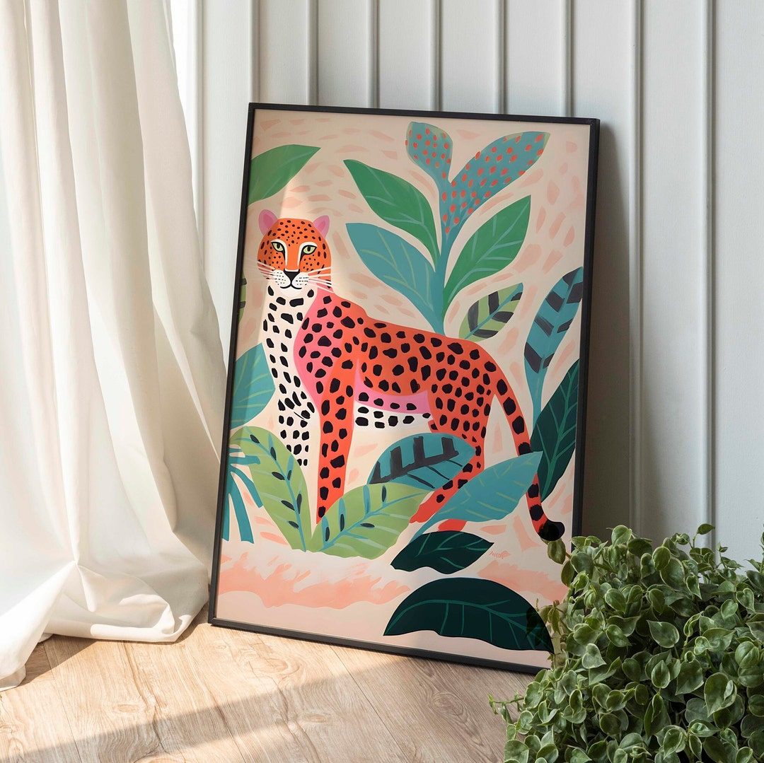 Tropical Leopard Prints Botanical Wall Art Sage Green - Etsy