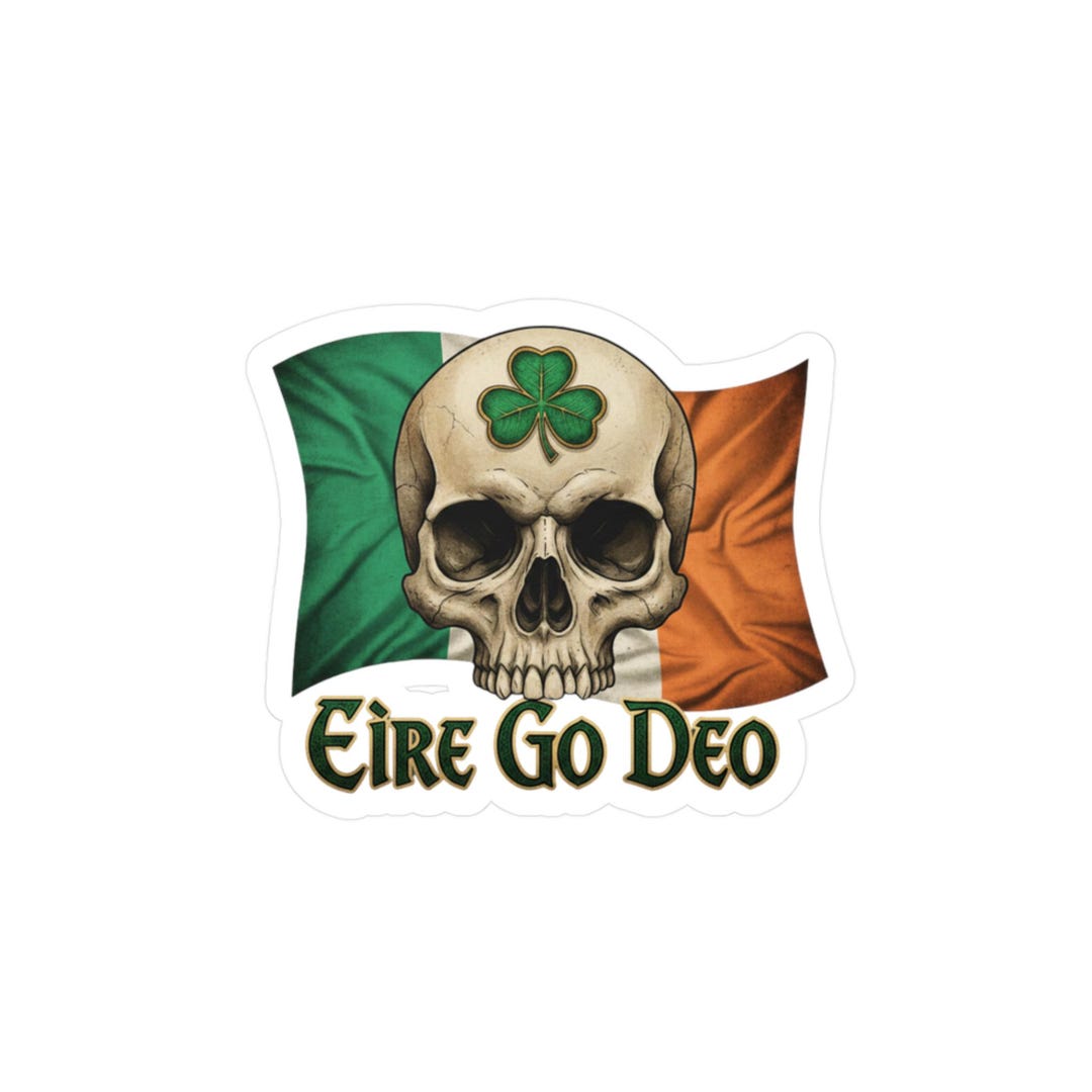 Irish Skull With Shamrock Kiss-cut Vinyl Decal | Eire Go Deo - Etsy