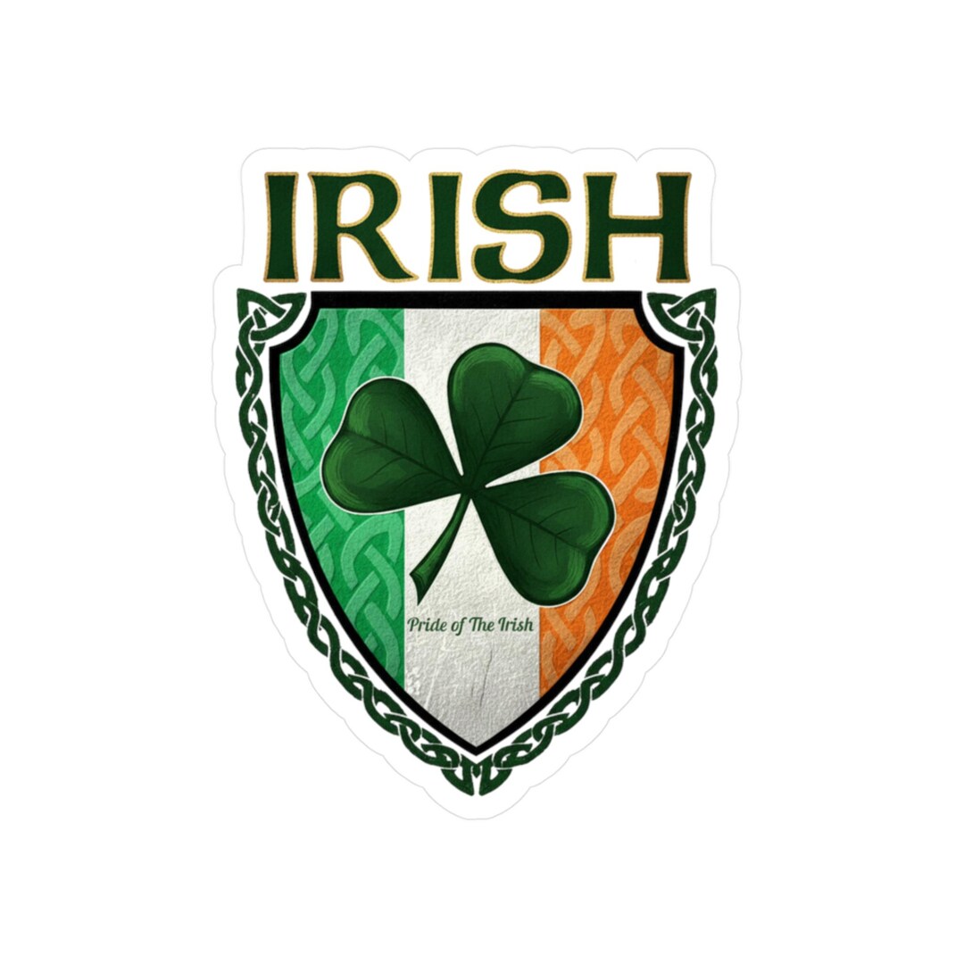 Irish Shamrock Crest Kiss-cut Vinyl Decal | St. Patrick's Day Sticker ...
