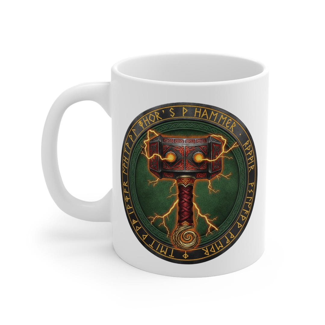 Thor's Hammer Mjolnir Mug | Norse Mythology Lightning Ceramic Mug - Etsy
