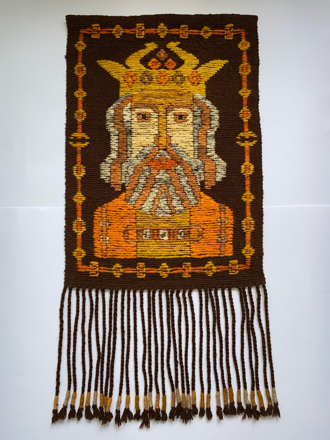 Handwoven Kilim Cepelia From Poland With Regal Portrait - Rustic Brown ...